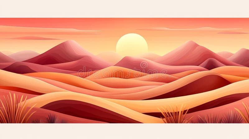 An Alluring Abstract Landscape Featuring Pink Hills Rolling Under a ...