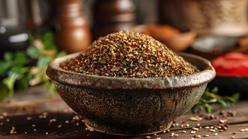 Alluring Bowl of Za Atar, a Tantalizing Spice Blend with Aromatic Thyme Ai Image Stock ...