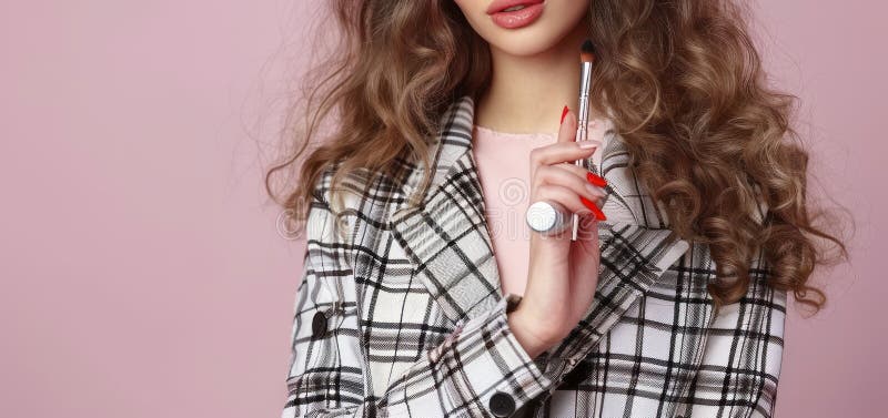 The Alluring Makeup Artist in a Checkered Ensemble, Commanding ...