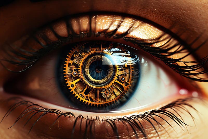 Alluring Steampunk Eye Face Banner. Generate Ai Stock Image - Image of ...