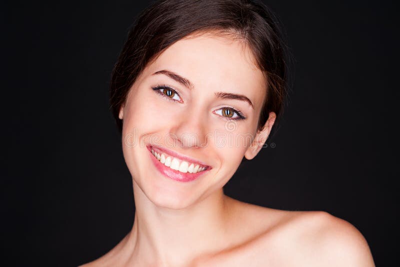 Alluring Woman Sitting on Red Sofa Stock Photo - Image of attractive ...