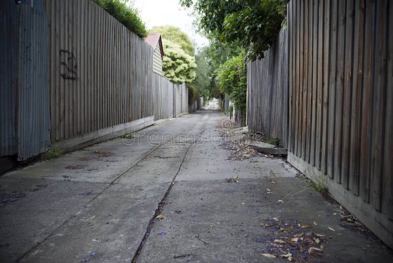 Alleyway stock image. Image of timber, suburbia, road - 65397423