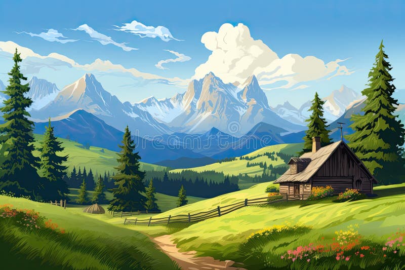 Alm Landscape Stock Illustrations – 290 Alm Landscape Stock ...