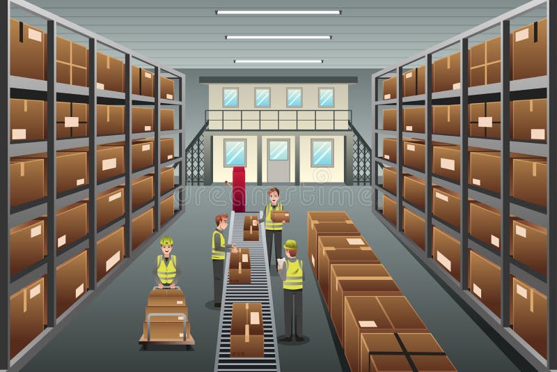 Almacén de distribución ilustración del vector. Ilustración de moderno ...