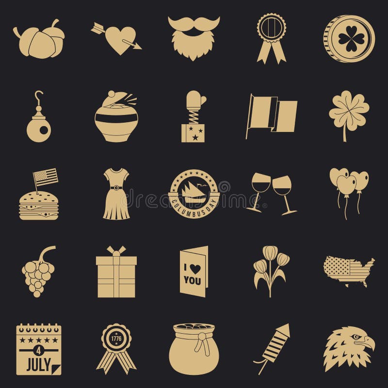 Almanac Icons Set, Simple Style Stock Vector - Illustration of icons ...