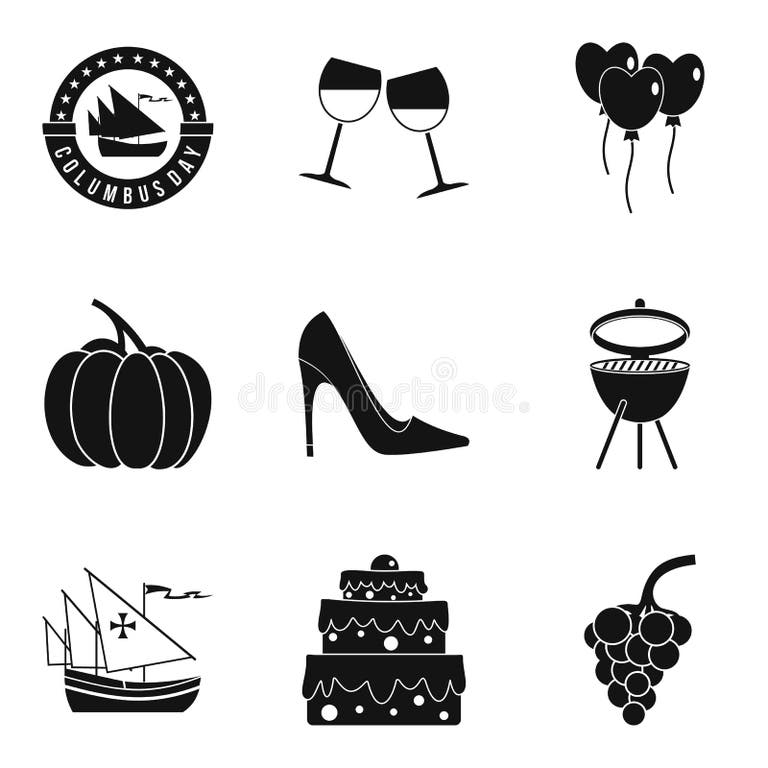 Almanac Icons Set, Simple Style Stock Vector - Illustration of abstract ...