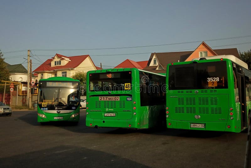 Almaty Buses in 2021. Final Stop Along Zhamakaev Street Editorial Stock ...
