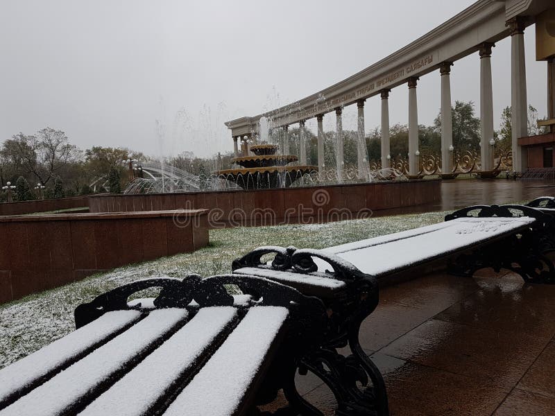 Almaty city. stock image. Image of season, snow, city - 128900713