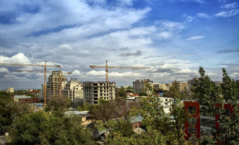 Almaty city. stock image. Image of trees, background - 128821443