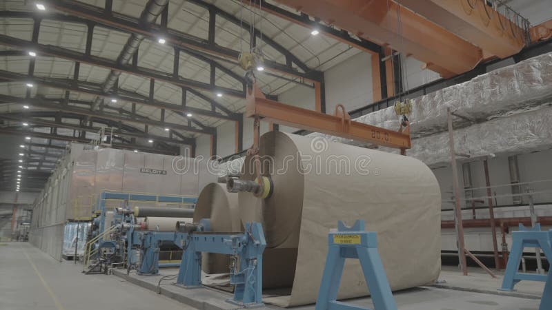 Paper Roll Winding Process Controlled by Factory Workers Stock Video ...