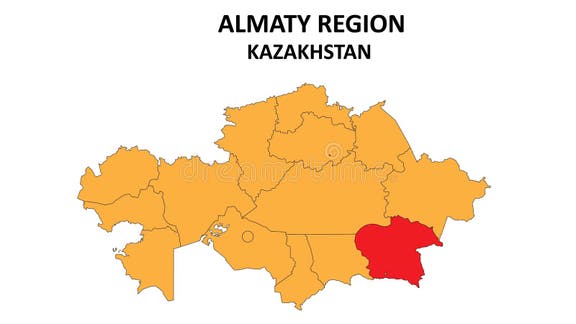 Almaty Map in Kazakhstan. Vector Map of Kazakhstan. Regions Map of ...
