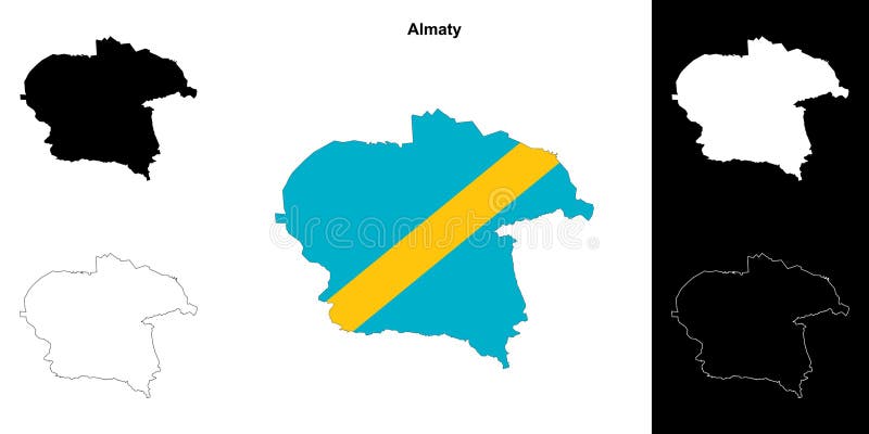 Almaty outline map stock vector. Illustration of boundary - 324063668