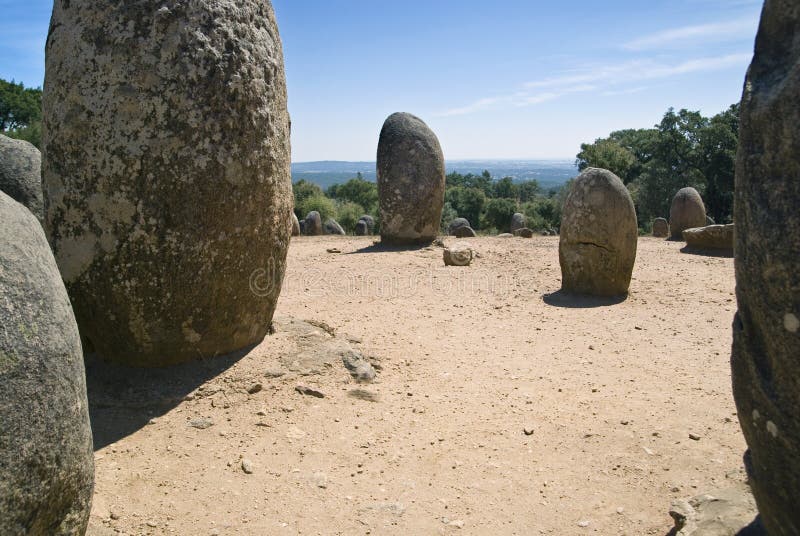 Almendres Cromlech stock photo. Image of portugal, evora - 13271768