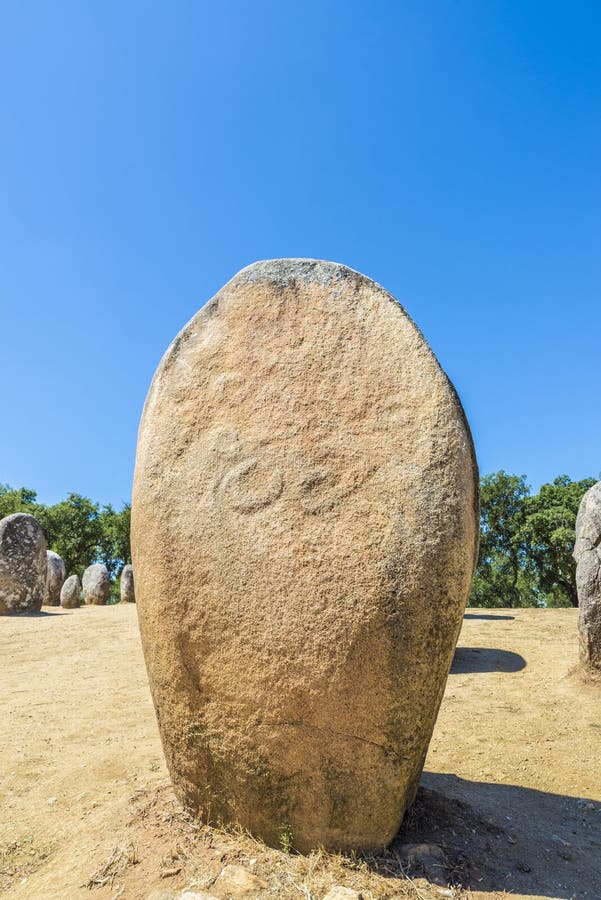 Almendres Megalithic Complex, Portugal Stock Photo - Image of megalith ...