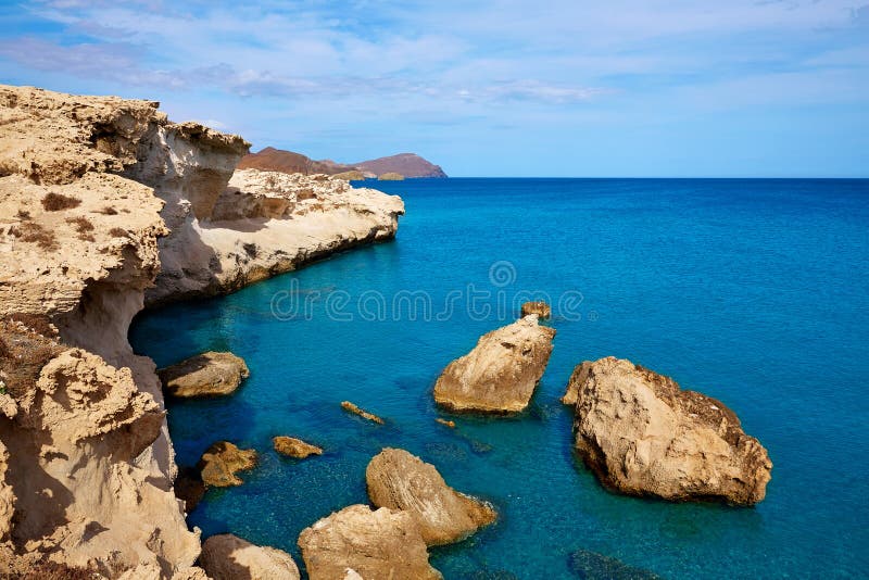 Almeria In Het Strand Spanje Van Cabo DE Gata Los Escullos Stock Foto ...