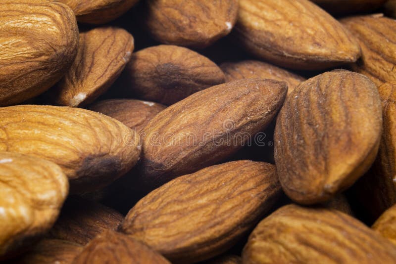 Almond Background Close Up. Macro Shot Fresh Almonds Nuts Background ...