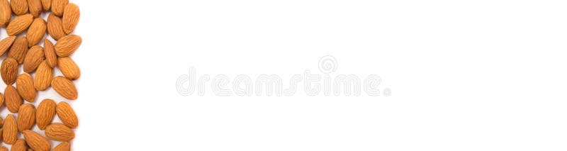 Almond Banner. Almonds on White Background Stock Photo - Image of ...