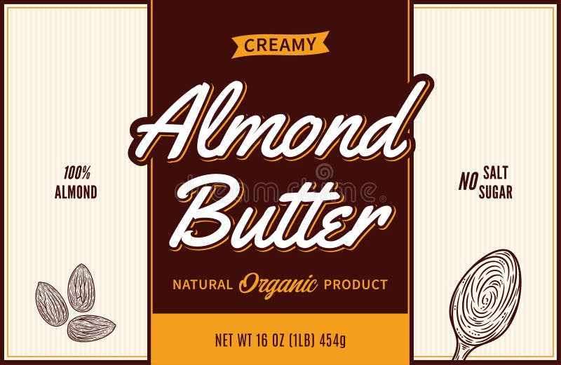 Almond Butter Label and Packaging Design Template Stock Vector ...