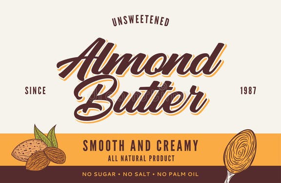Almond Butter Label and Packaging Design Template Stock Vector ...
