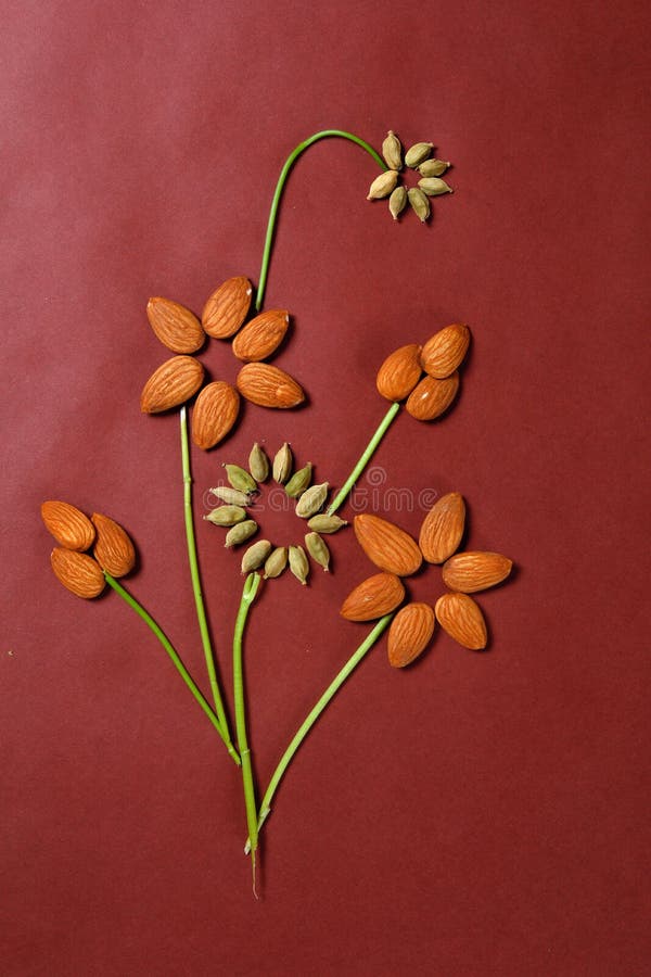 Almond and Cardamom Design with Sweet Dish in Bowl Stock Photo - Image ...