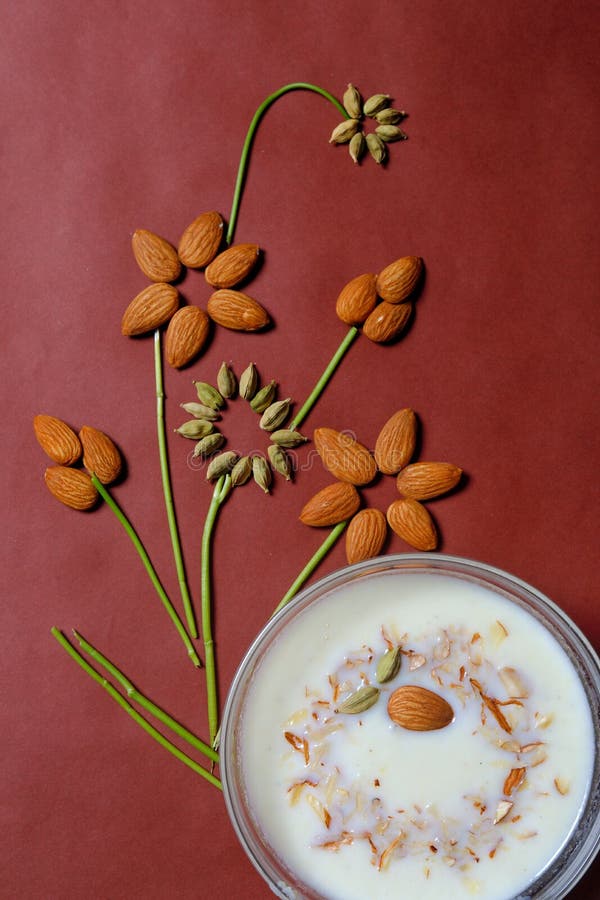 Almond and Cardamom Design with Sweet Dish in Bowl Stock Image - Image ...