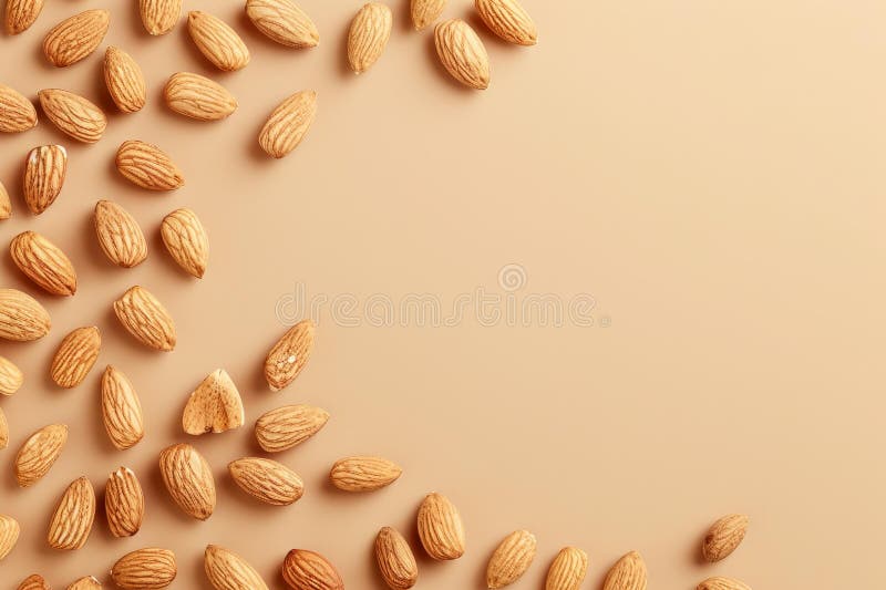 Almond Cascade on Beige Background Stock Illustration - Illustration of ...