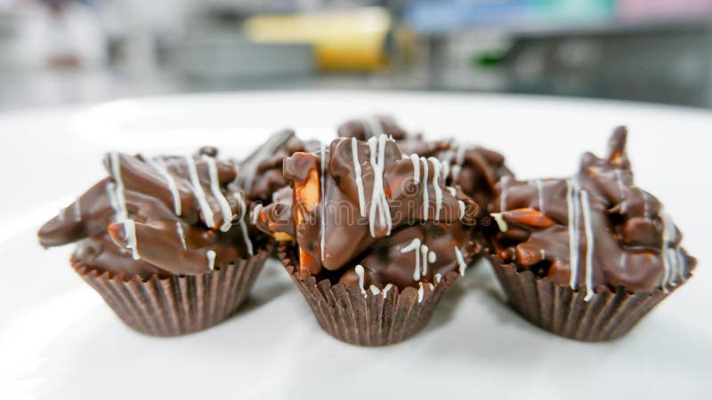 Almond Chocolate Praline on White Stock Photo - Image of pralines ...