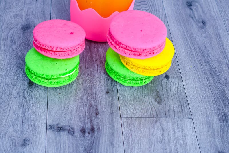 Almond Cookies of Different Colors on the Table Stock Photo - Image of ...