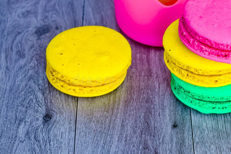 Almond Cookies of Different Colors on the Table Stock Photo - Image of ...