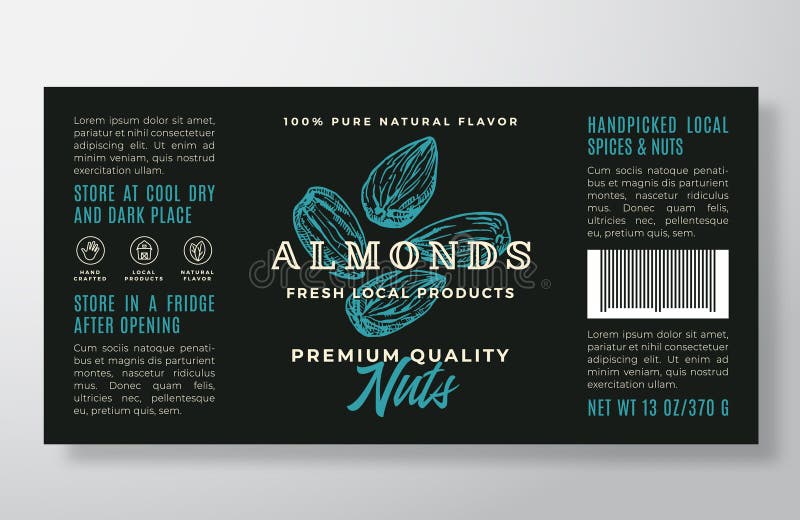 Almond Food Label Template. Abstract Vector Packaging Design Layout ...