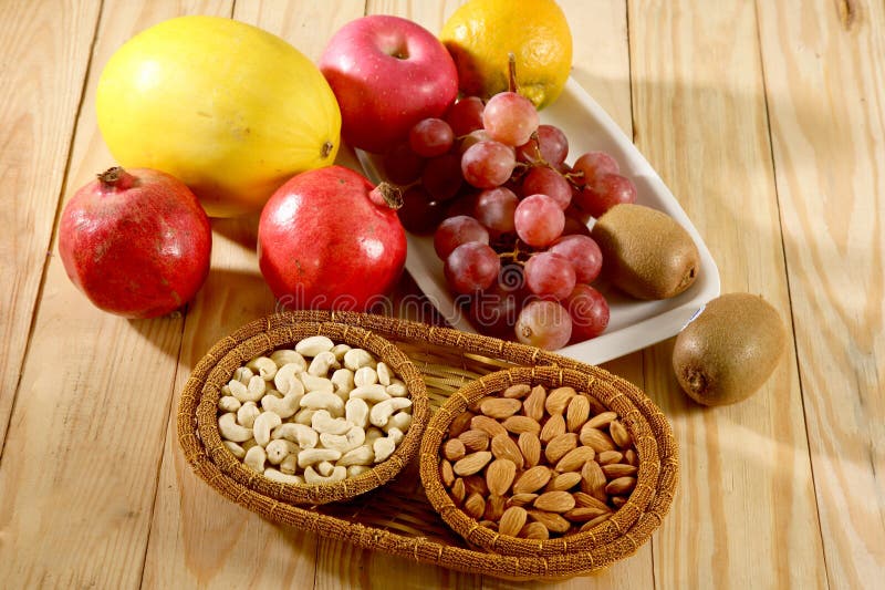 Cashew & Almond or Kaju and Badam in Basket Stock Photo - Image of ...