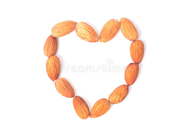Almond Isolated,top View Heart Shaped White Background Stock Photo ...