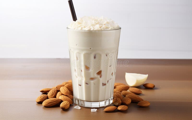 Almond Milk Shake on a White Background -Generative Ai Stock Image ...