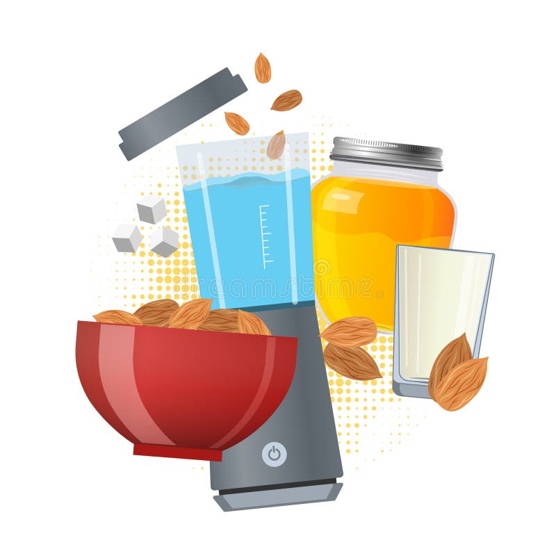 Almond Milk Vector Illustration Stock Illustration - Illustration of ...