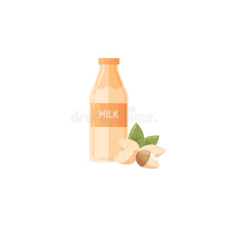 Almond Milk Vector Icon in Flat Style Stock Vector - Illustration of ...