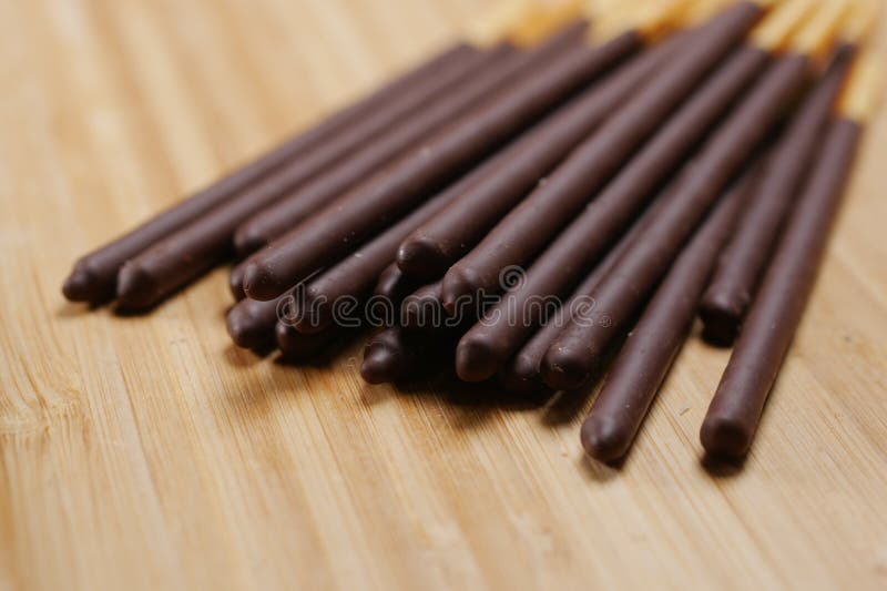 Almond Nut Dark Chocolate Stick on Table Stock Image - Image of ...