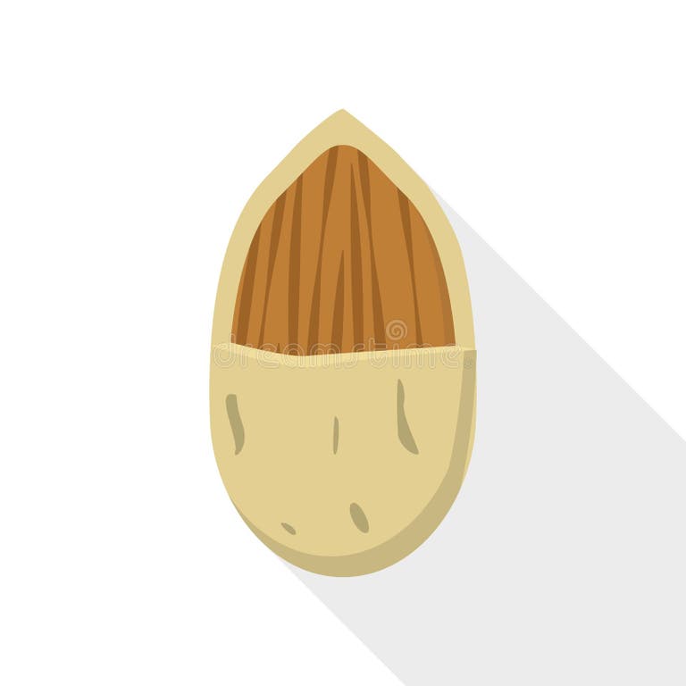 Almond Nut Icon, Flat Style Stock Vector - Illustration of brown ...