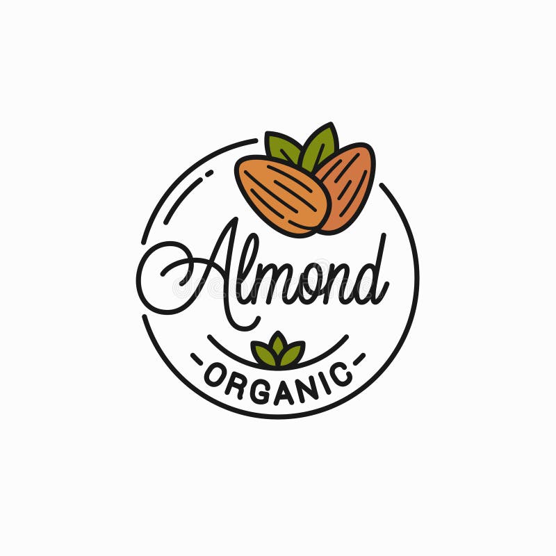 Almond Nut Logo. Round Linear of Almonds on White Stock Vector ...