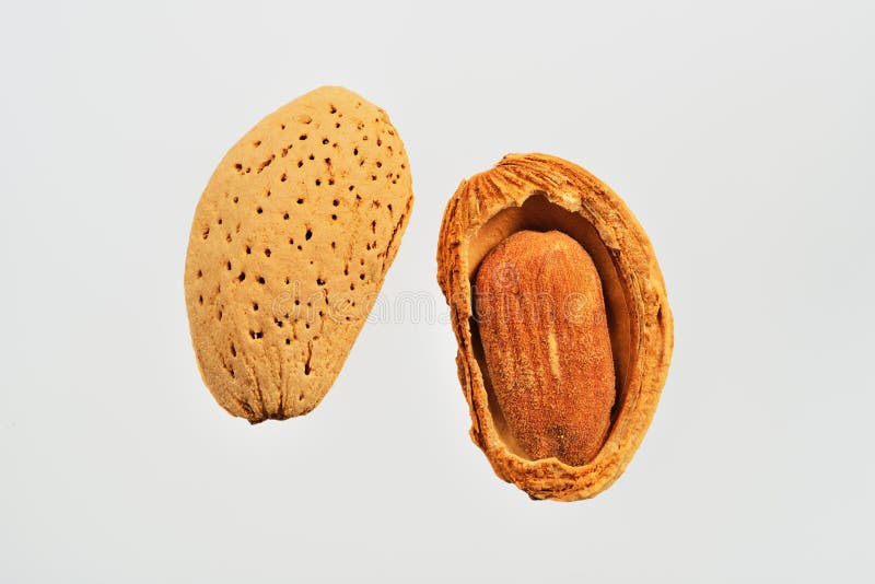 Almond Nut in Shell and Shelled Stock Image - Image of open, diet: 85011207