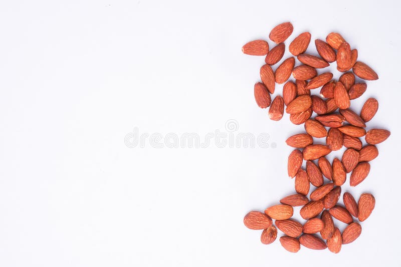 Almond Nuts Isolated on White Background Top View Stock Image - Image ...