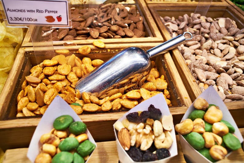 Almond and Other Nuts on Store Stock Image - Image of refreshment ...