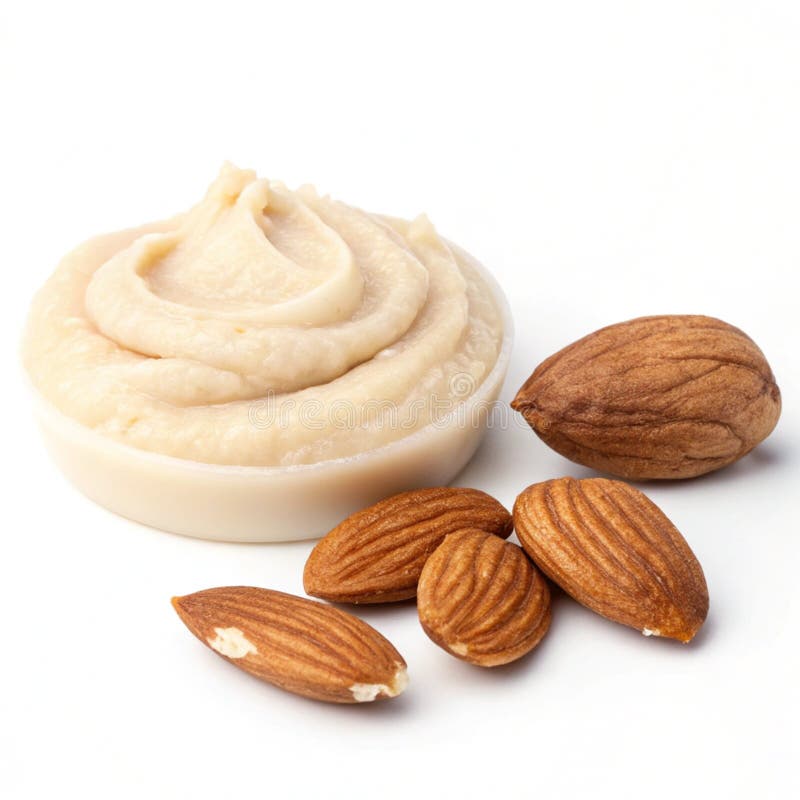 Almond Paste and Almonds Isolated on White Background Stock ...