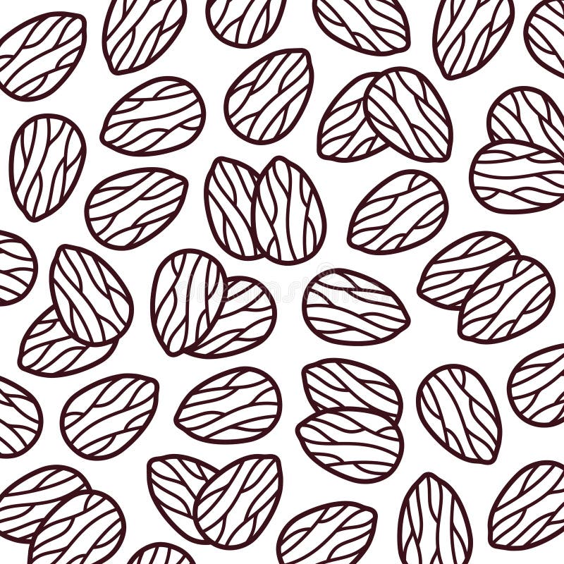 Almond Pattern Background Set. Collection Icons Almond Stock Vector ...