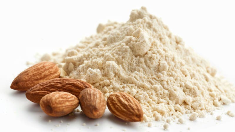 Almond Powder (ground Almond) and Almonds Nut Isolated on White ...