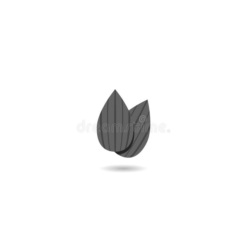 Almond Simple Icon with Shadow Stock Vector - Illustration of leaf ...