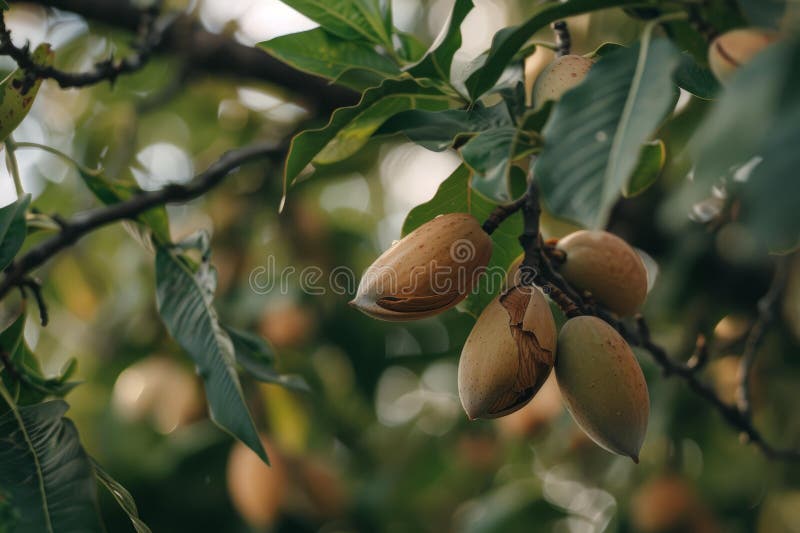 Almond Tree Branch Showing Ripe Almonds Ready for Harvest Stock Photo ...