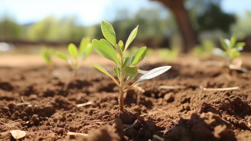 Almond Tree Seedlings with Early Nuts Emerging Stock Illustration ...