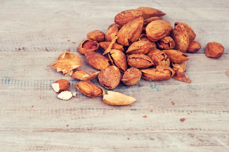 Almond on wood stock image. Image of table, nature, healthy - 80060059