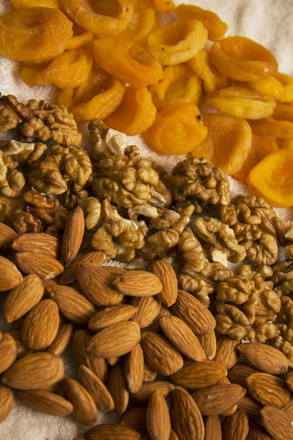 Almonds and apricots stock photo. Image of foods, plate - 55686836