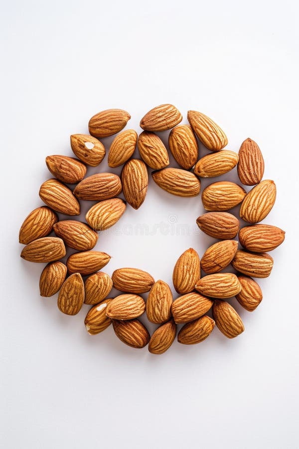 Almonds Arranged in a Circle, Suitable for Food and Nutrition Concepts ...